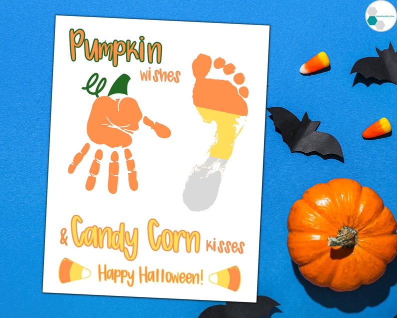 Candy Corn Handprint Footprint Craft Happy Halloween - Etsy