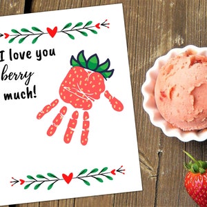 Strawberry Handprint Printable Template | I Love You Berry Much ...
