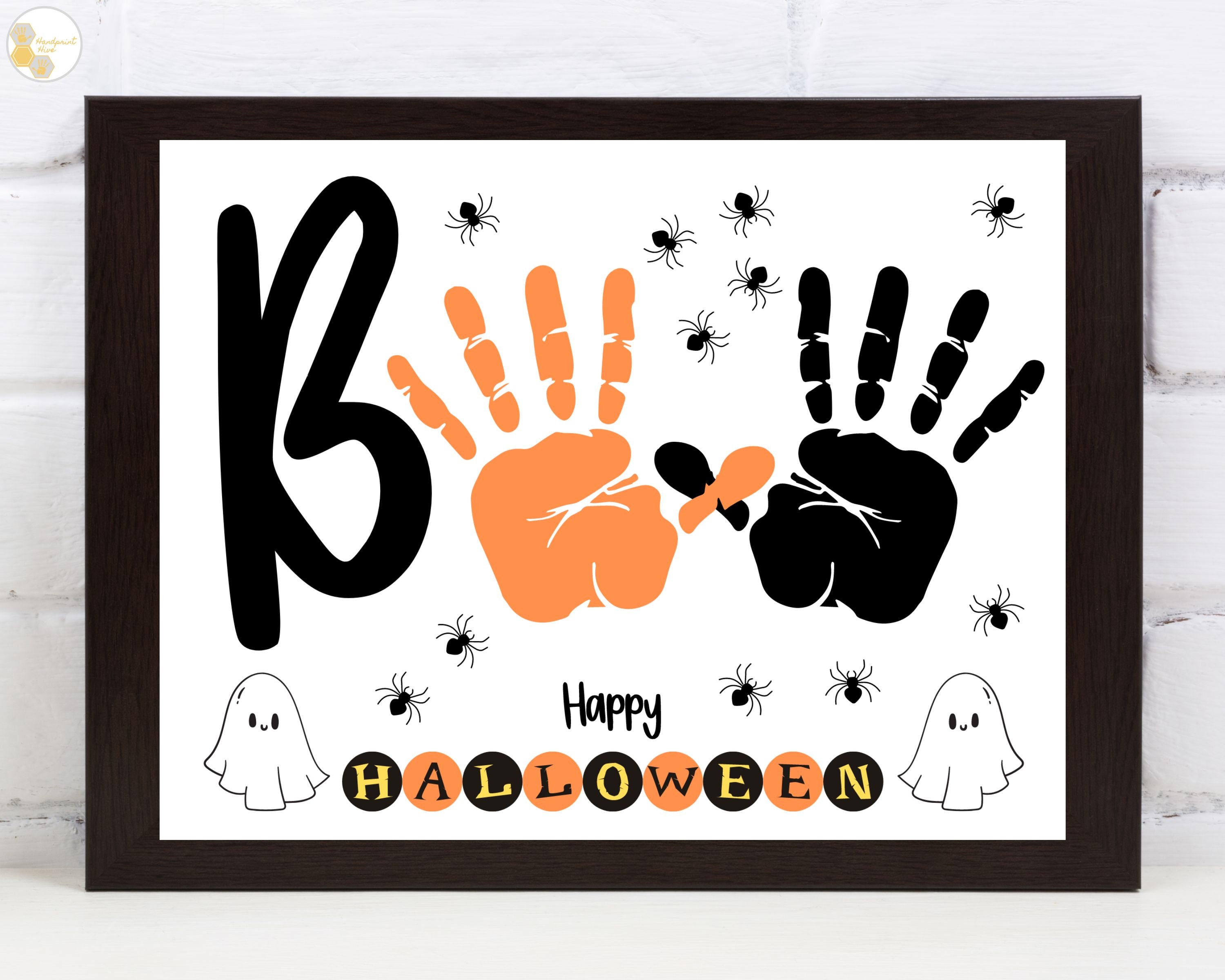 BOO Halloween Handprint Art Craft Printable, Happy Halloween Handprint ...