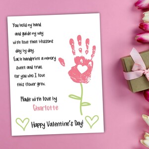 Flower Valentine's Day Handprint Poem Craft, Valentine Handprint Flower ...