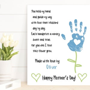 Flower Handprint Poem Mother's Day Craft for Preschool Toddlers Baby ...