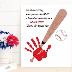 Baseball Father's Day Handprint Gift for Dad Grandpa, Baseball ...