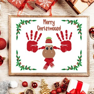 Christmas Moose Handprint Art Craft, Merry Christmoose Handprint Craft ...