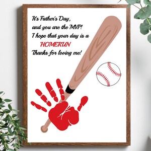Baseball Father's Day Handprint Gift for Dad Grandpa, Baseball ...