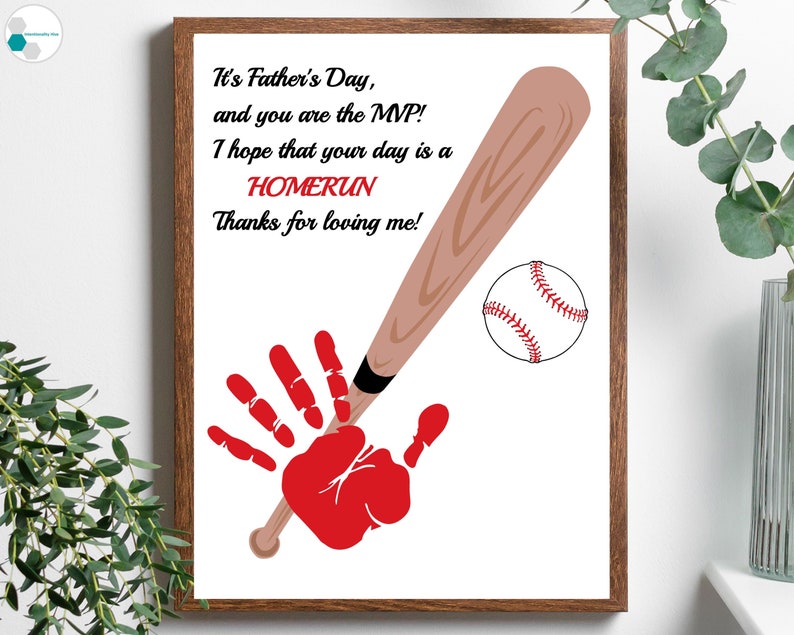 Baseball Father's Day Handprint Gift for Dad Grandpa - Etsy