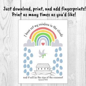 Noah's Ark Craft for Kids, Fingerprint Art Religious, Church Sunday ...