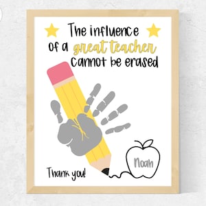 Teacher Appreciation Handprint Art Pencil, End of Year Teacher Thank ...