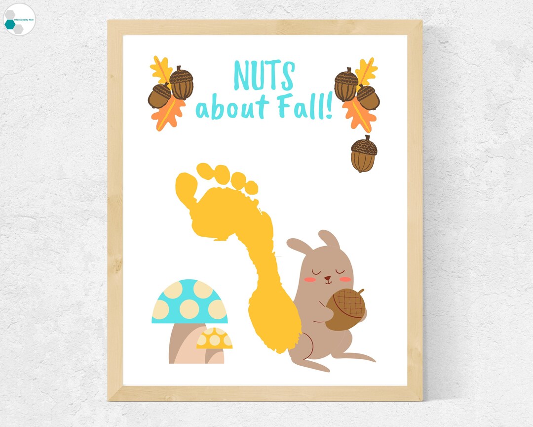 Fall Footprint Art Craft, Squirrel Nuts About Fall Craft for Toddlers ...
