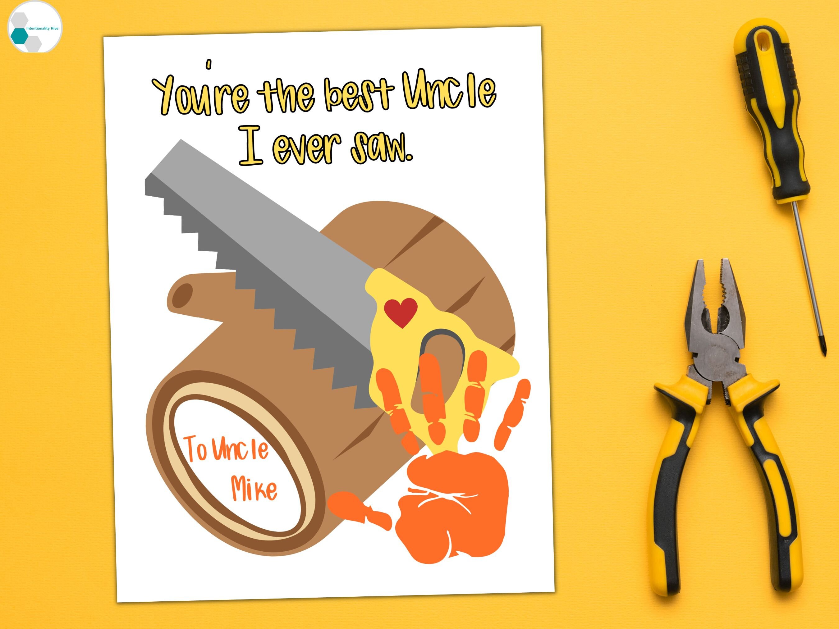 Uncle Handprint Craft Saw, Uncle Father's Day Uncle Card, Uncle Baby ...