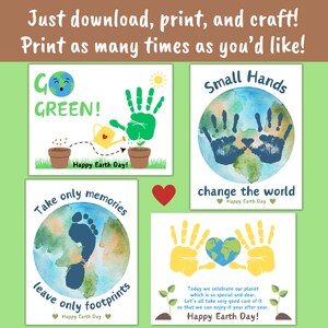 Earth Day Handprint Footprint Art Crafts Bundle, Handprint Earth Day ...