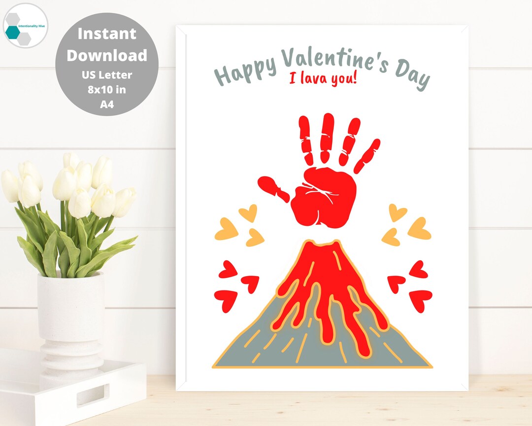 Toddler Handprint Art Valentine Card I Lava You Gift / Sign - Etsy