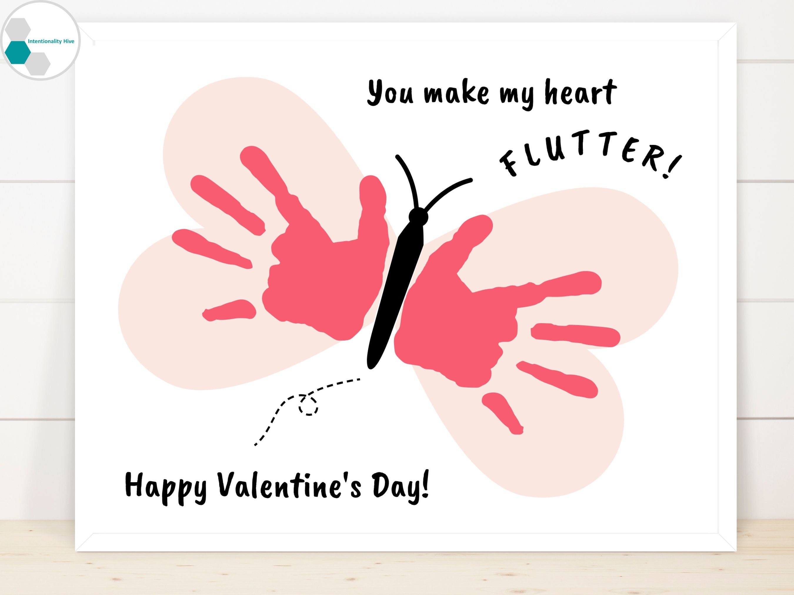 Butterfly Valentine Handprint Art You Make My Heart Flutter - Etsy