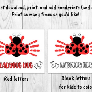Ladybug Summer Handprint Craft Art, Printable Ladybug Preschool ...