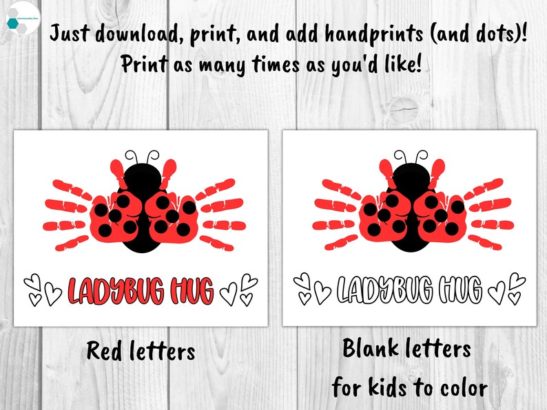 Ladybug Summer Handprint Craft Art, Printable Ladybug Preschool ...