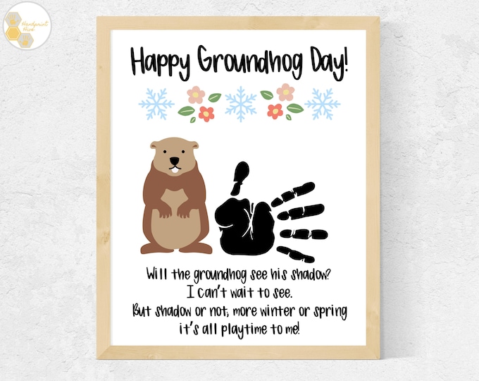 Groundhog Day Handprint Printable Craft, Groundhog Day Craft Activity ...