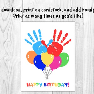 Happy Birthday Handprint Craft, Toddler Birthday Craft Activity, DIY ...