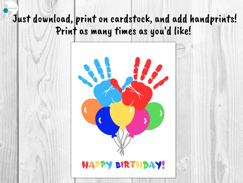 Happy Birthday Handprint Craft, Toddler Birthday Craft Activity, DIY ...