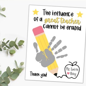 Teacher Appreciation Handprint Art Pencil, End of Year Teacher Thank ...