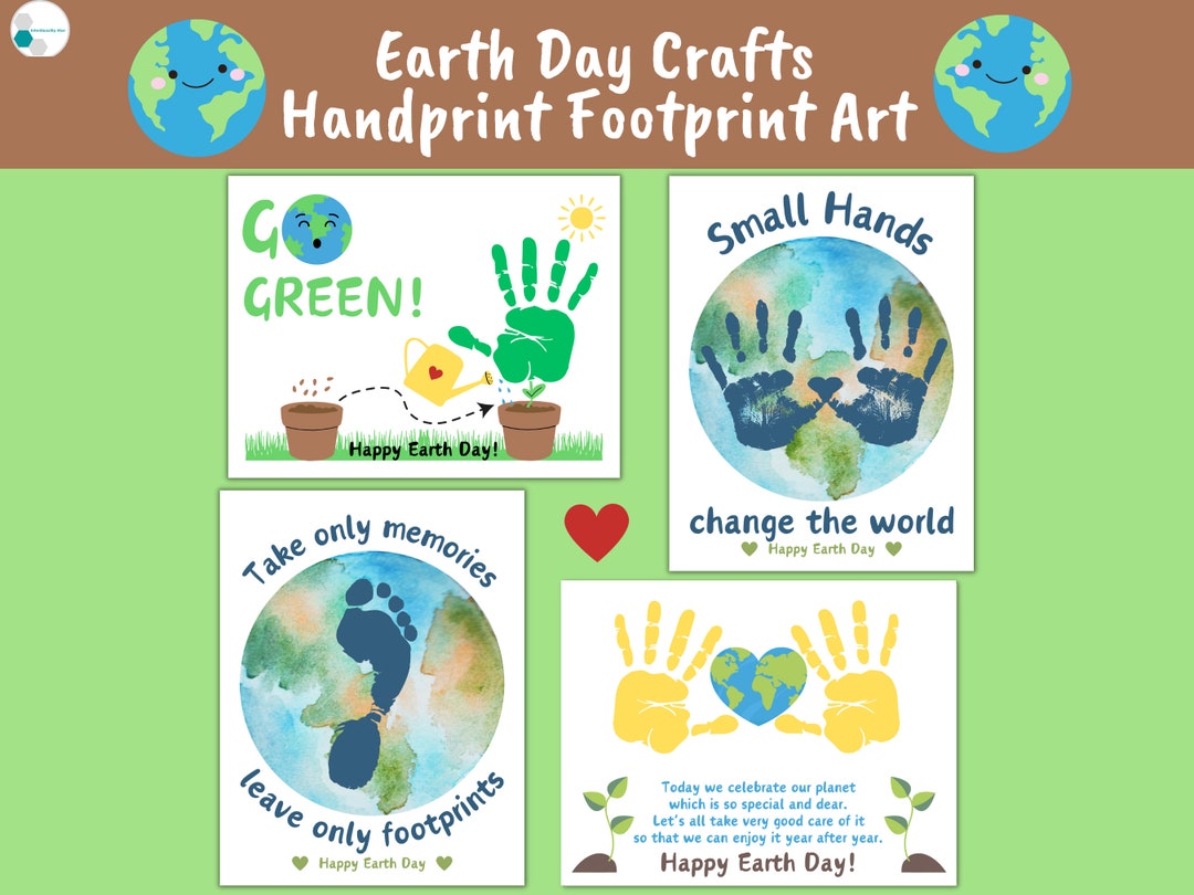 Earth Day Handprint Footprint Art Crafts Bundle, Handprint Earth Day ...