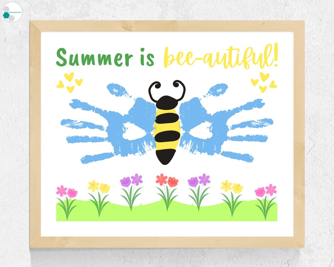 Summer Handprint Art Craft, Printable Summer Craft for Toddlers, Bee ...