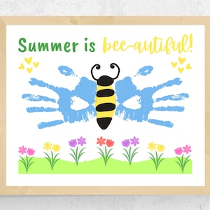 Summer Handprint Art Craft, Printable Summer Craft for Toddlers, Bee ...