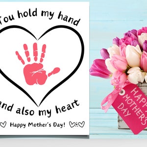 Hand & Heart Handprint Mother's Day Craft Toddlers Preschool Baby ...