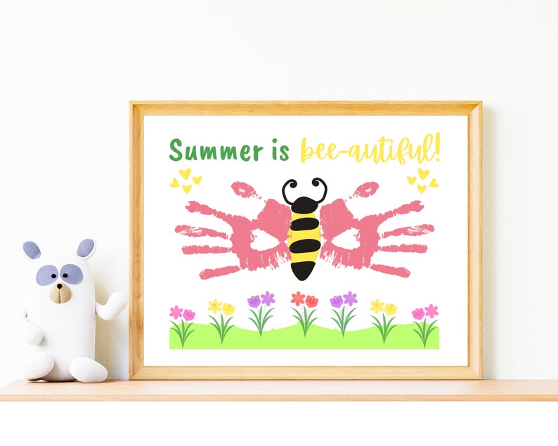 Summer Handprint Art Craft, Printable Summer Craft for Toddlers, Bee ...