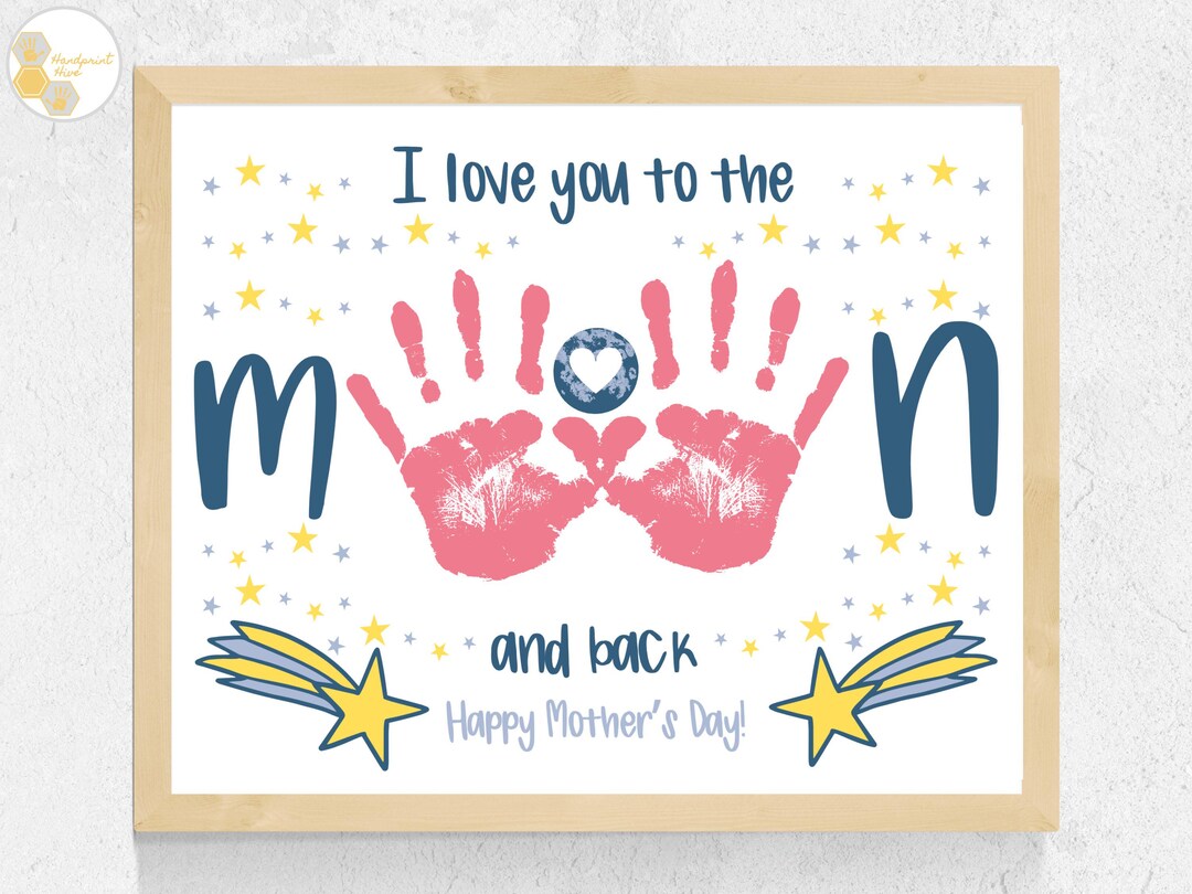 Moon Mother's Day Handprint Art Craft, Handprint Mother's Day Gift From ...