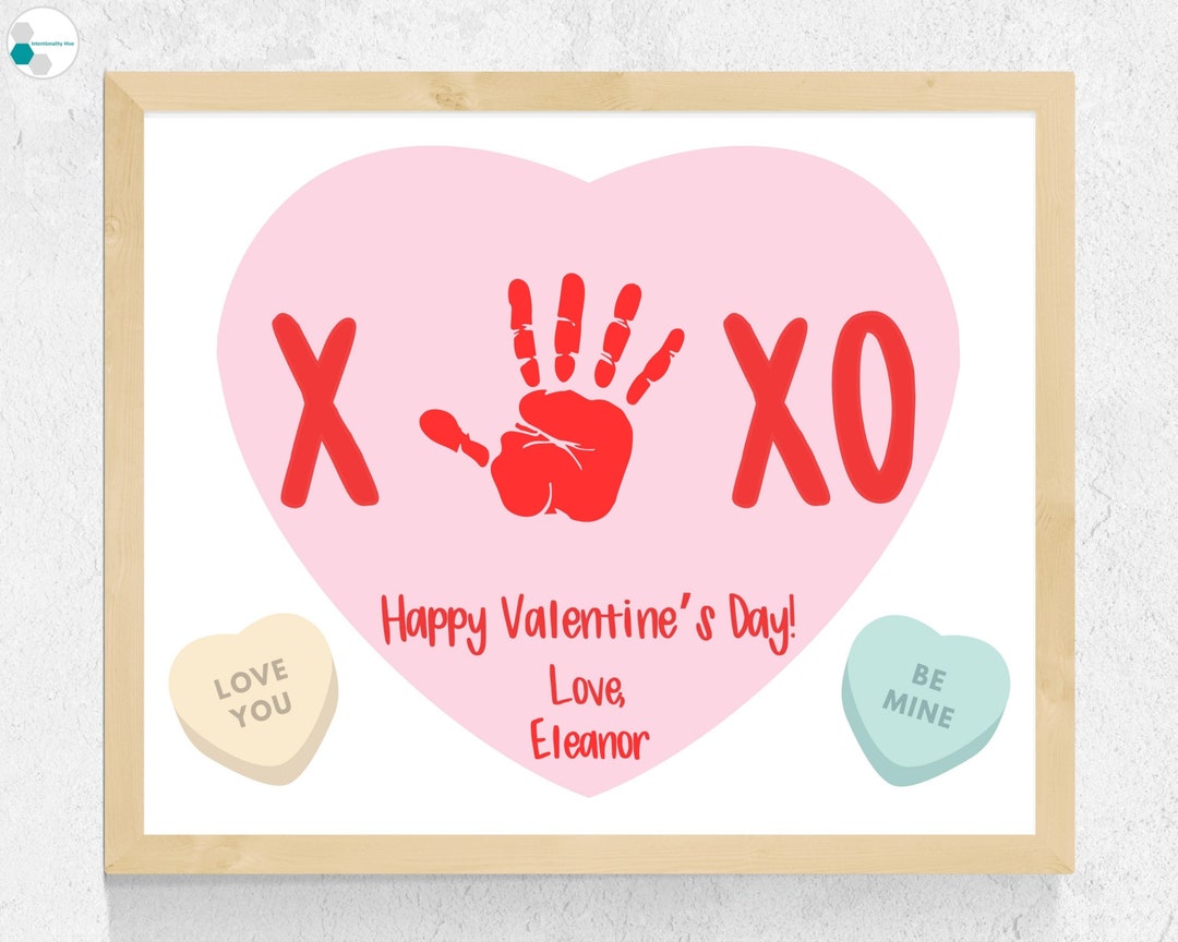 Valentines Day Handprint Craft Heart, XOXO Handprint Valentines Day ...
