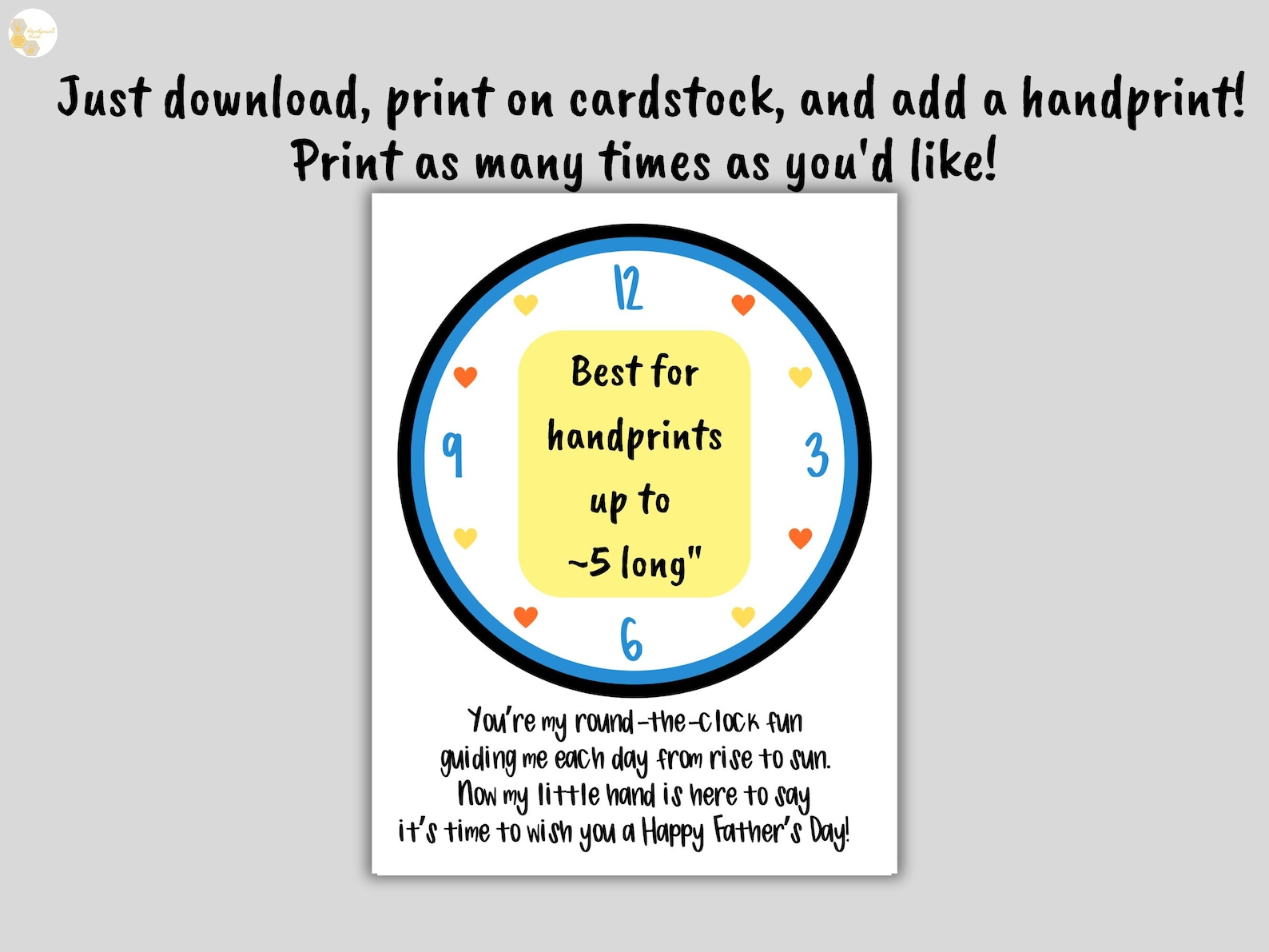 Father's Day Handprint Poem Clock, Dad Handprint Art Poem, Happy Father ...