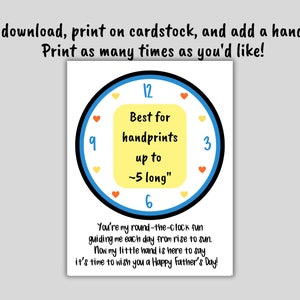 Father's Day Handprint Poem Clock, Dad Handprint Art Poem, Happy Father ...