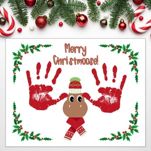 Christmas Moose Handprint Art Craft, Merry Christmoose Handprint Craft ...