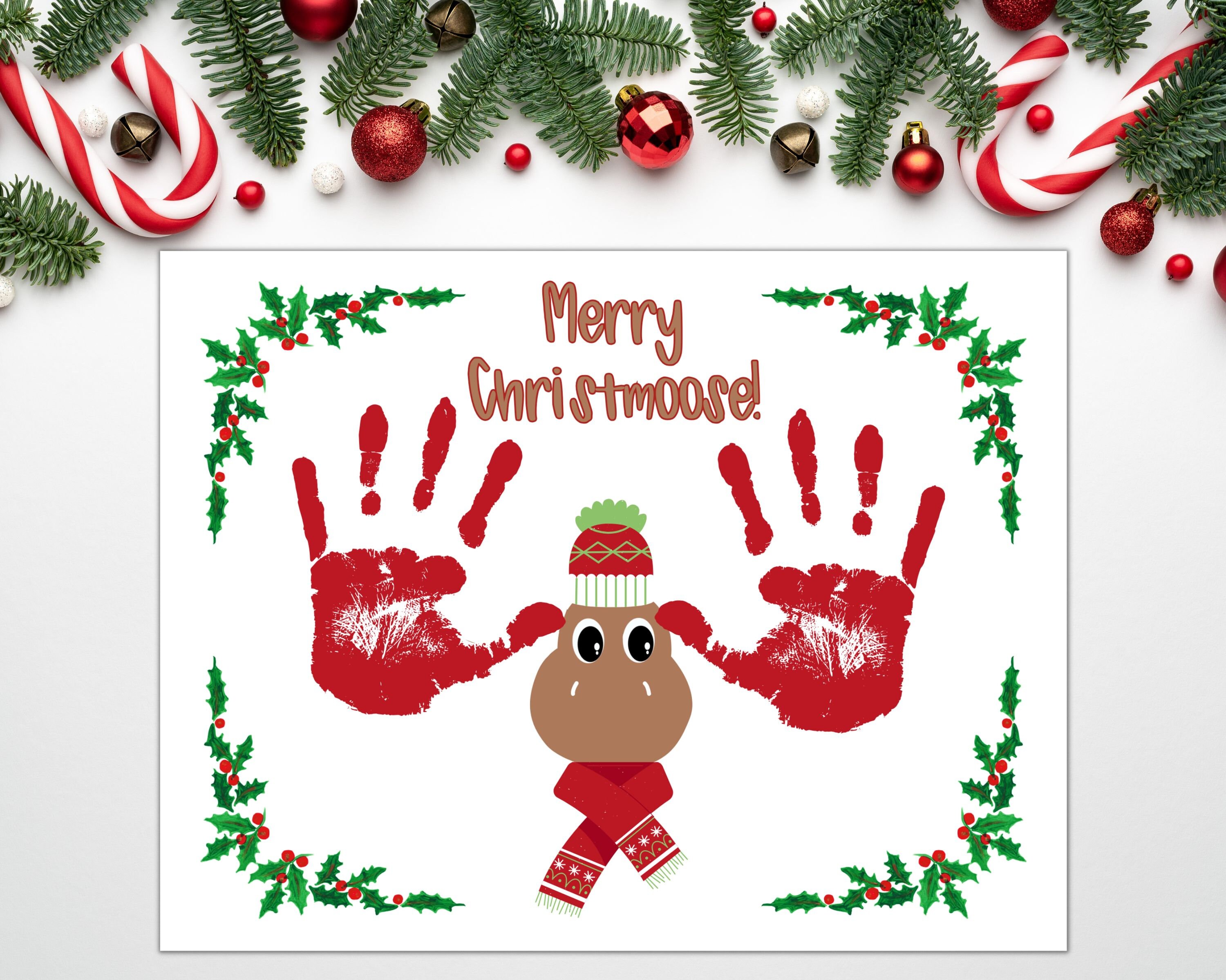 Christmas Moose Handprint Art Craft, Merry Christmoose Handprint Craft ...