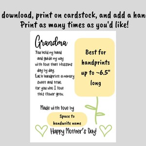 Grandma Mother's Day Handprint Art Poem, Grandma Handprint Mother's Day ...