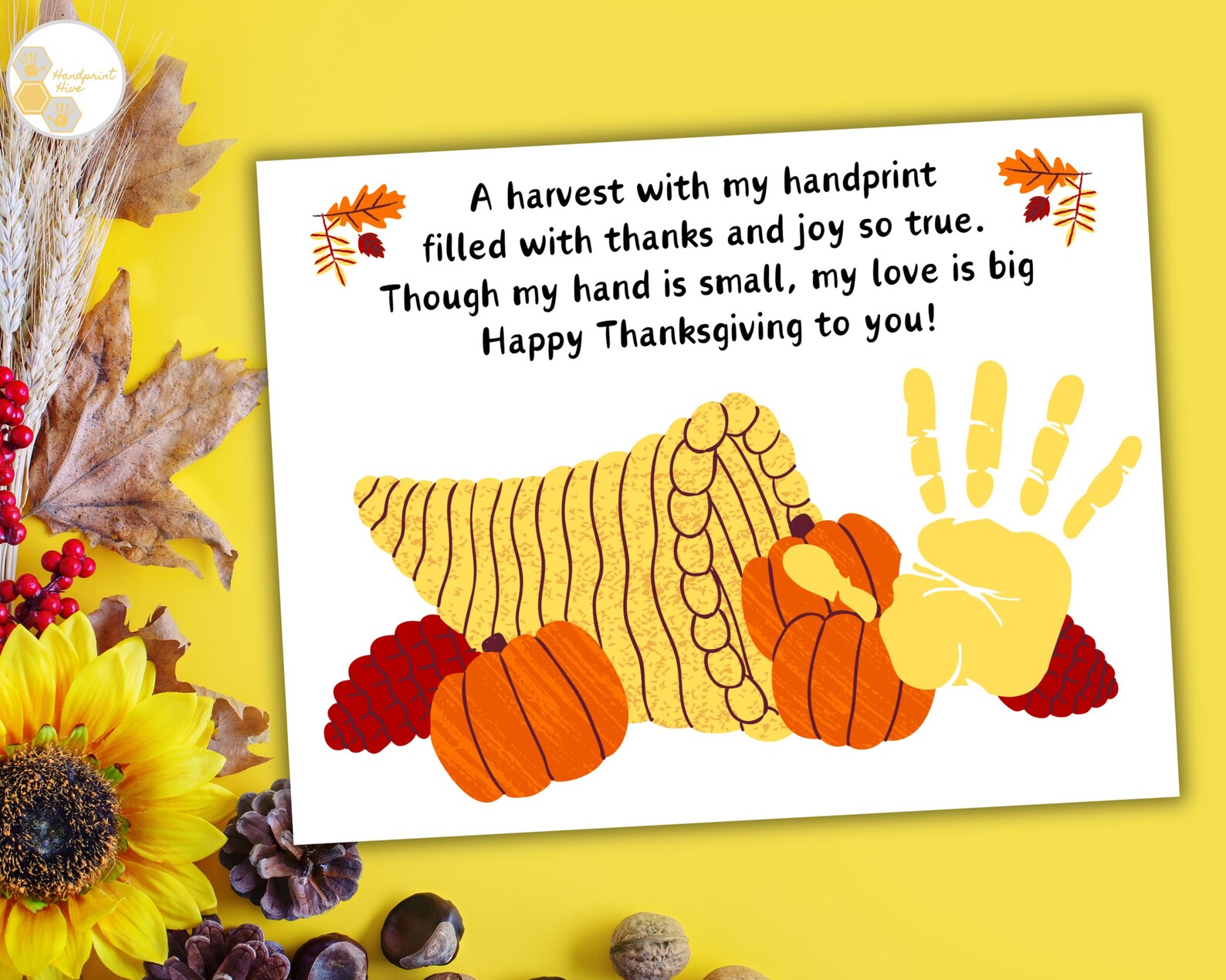 Cornucopia Thanksgiving Handprint Art Poem, Happy Thanksgiving ...