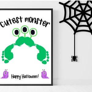 Monster Halloween Handprint Art Craft, Happy Halloween Footprint Art ...