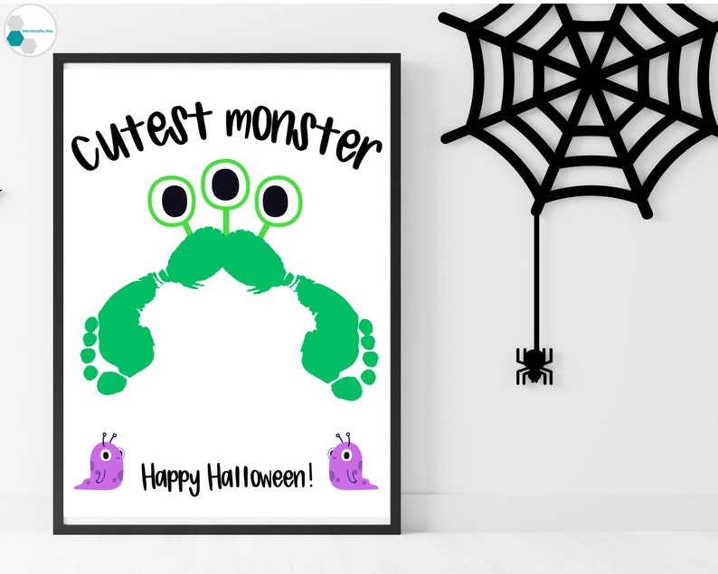 Monster Halloween Handprint Art Craft Happy Halloween - Etsy