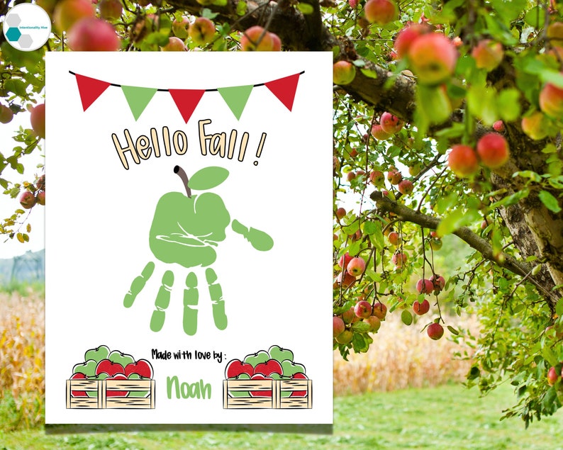 Fall Handprint Art Craft Fall Apple Handprint Craft for - Etsy