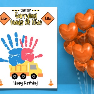 Construction Birthday Handprint Art Craft for Dad Grandpa Papa ...