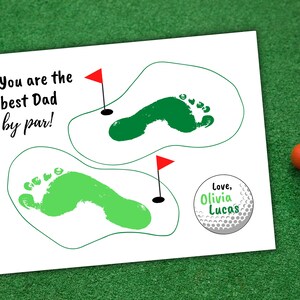 Best Dad by Par Footprint Art Craft Printable, DIY Father's Day Golf ...