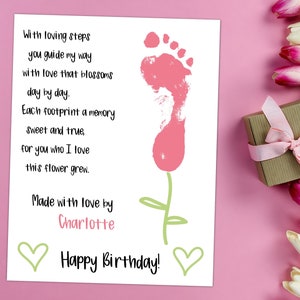 Footprint Birthday Card From Toddler Baby, Happy Birthday Footprint ...