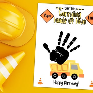 Construction Birthday Handprint Art Craft for Dad Grandpa Papa ...