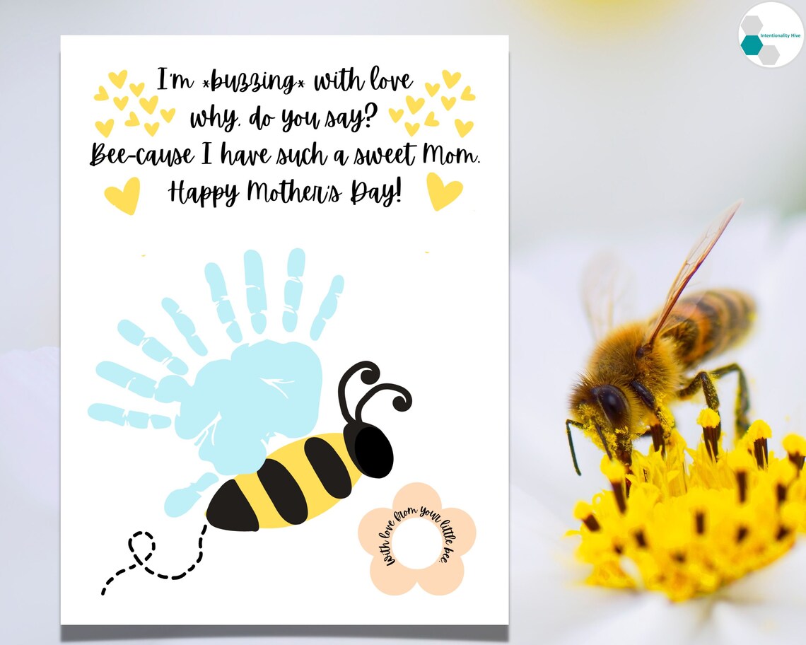 Mother's Day Bee Handprint Art Poem for Toddlers, Baby, Preschool ...