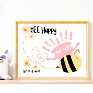 Bee Spring Handprint Art Craft Printable, Happy Spring Handprint Craft ...
