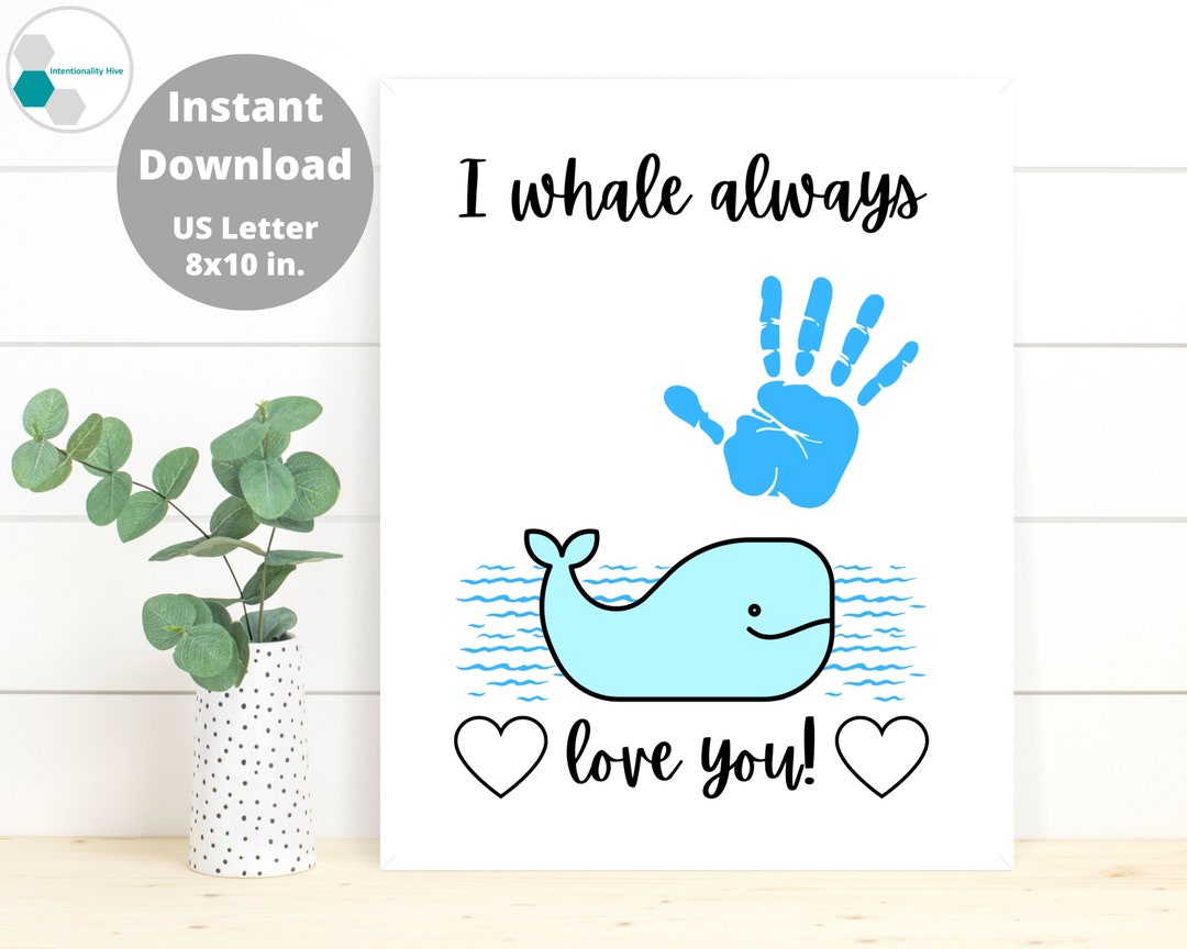 Whale Handprint Art for Mom Printable Mom Gift From Baby Boy, Girl ...