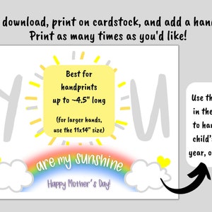 Sunshine Mother's Day Handprint Craft Art for Mom Grandma From Toddler ...