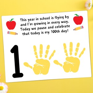 100 Days of School Handprint Art Poem, 100 Days Preschool Craft, 100 ...