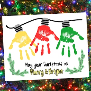 Handprint Christmas Lights Craft for Toddlers Baby Kids, Christmas ...