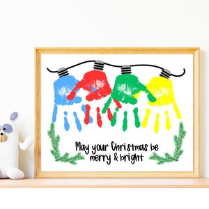 Christmas Lights Handprint Art Craft, Merry and Bright Handprint ...
