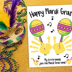 Mardi Gras Handprint Art Craft, Happy Mardi Gras Craft for Babies ...